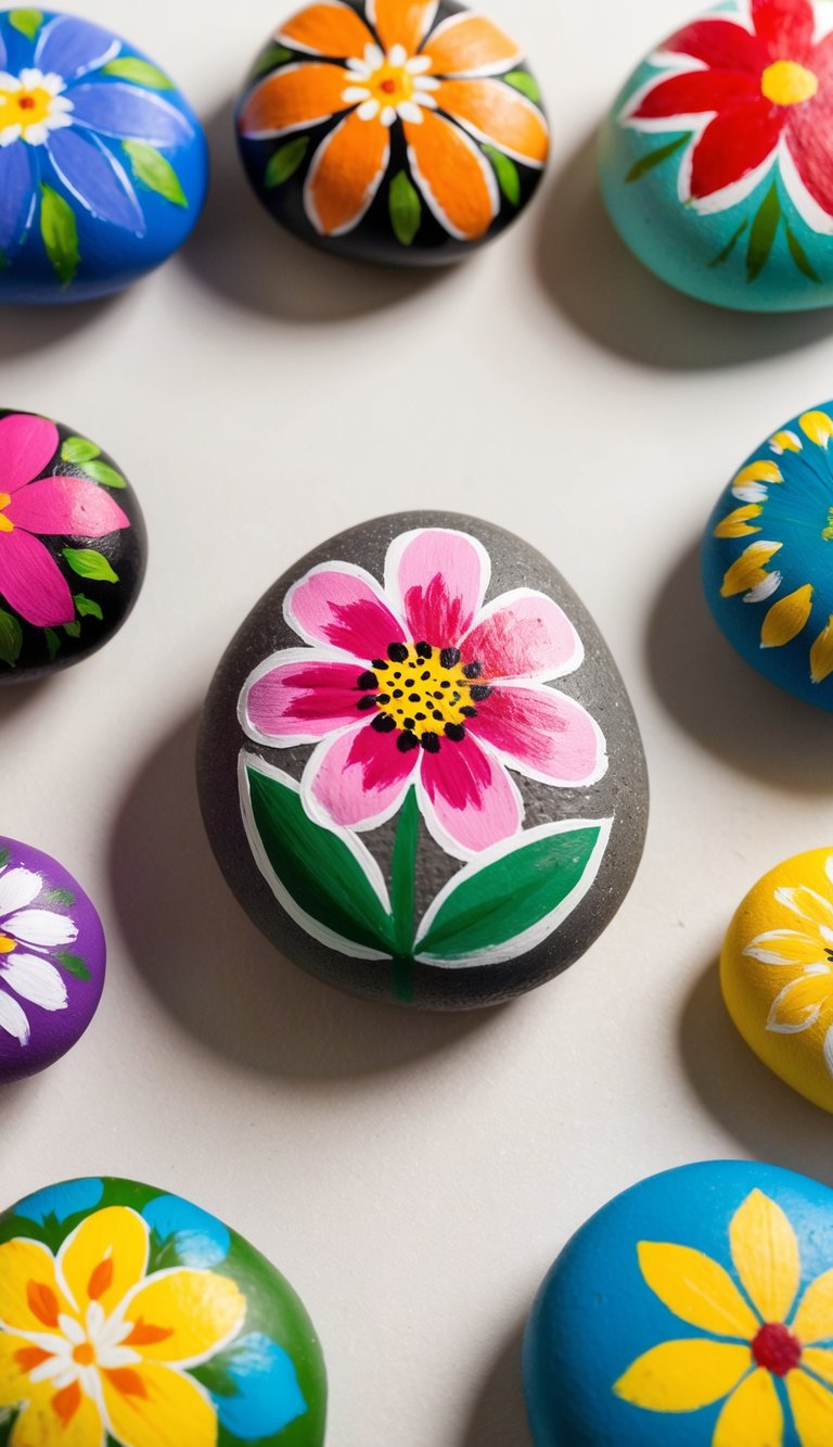 50 Beautiful Flower Painted Rock Ideas for Creative Crafts: Blooming ...