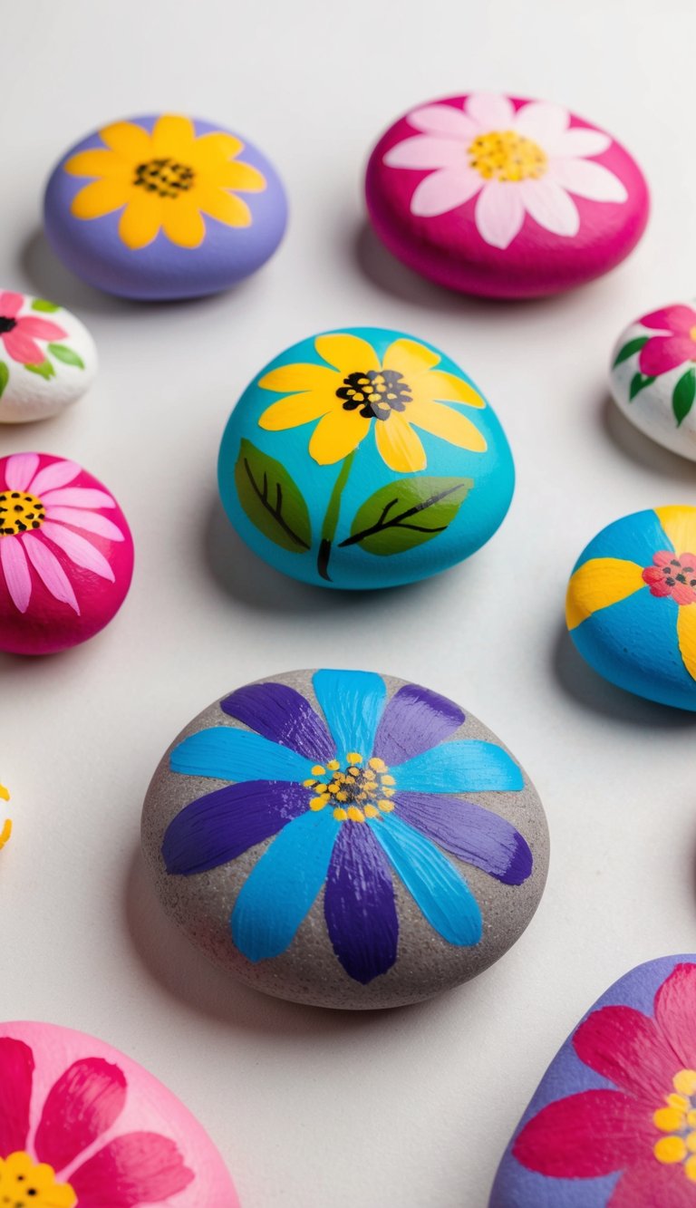 50 Beautiful Flower Painted Rock Ideas for Creative Crafts: Blooming ...