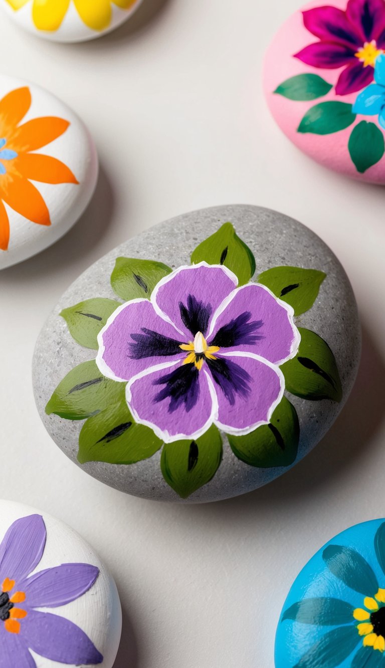 50 Beautiful Flower Painted Rock Ideas for Creative Crafts: Blooming ...