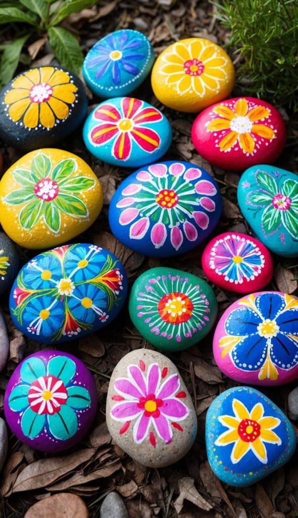 50 Beautiful Flower Painted Rock Ideas for Creative Crafts: Blooming ...