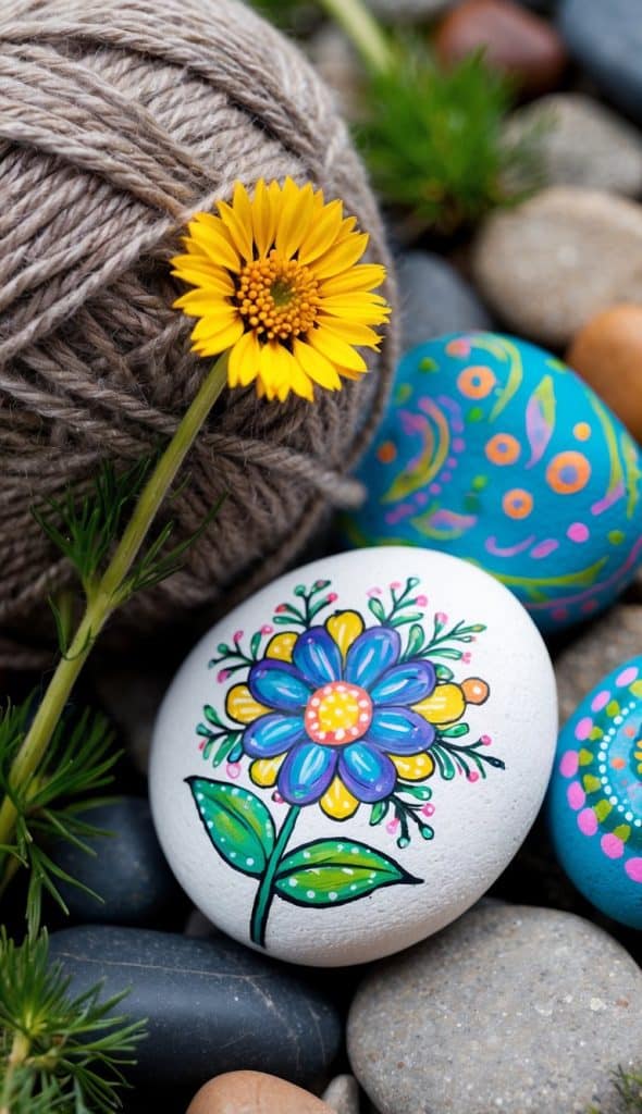50 Beautiful Flower Painted Rock Ideas for Creative Crafts: Blooming ...