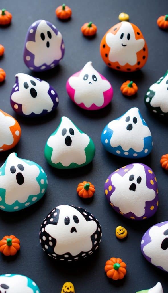 56 Cute Ghost Painted Rock Ideas for Easy Halloween Fun