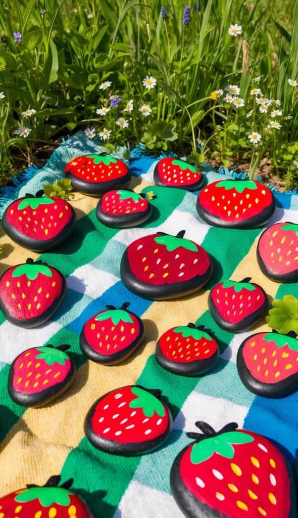 19 Sweet Strawberry Painted Rock Ideas for Summer Crafts: Bright and ...