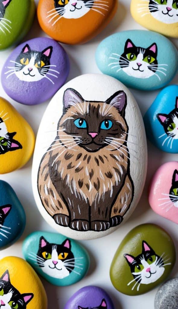 17 Adorable Cat Painted Rock Ideas for Pet Lovers: Purr-fect DIY Decor ...