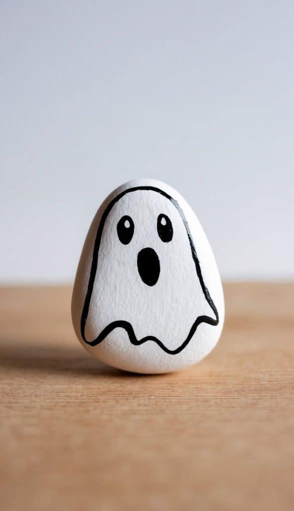 56 Cute Ghost Painted Rock Ideas for Easy Halloween Fun