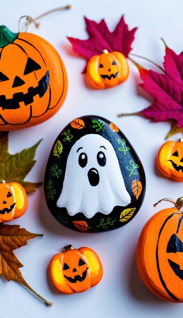 56 Cute Ghost Painted Rock Ideas for Easy Halloween Fun