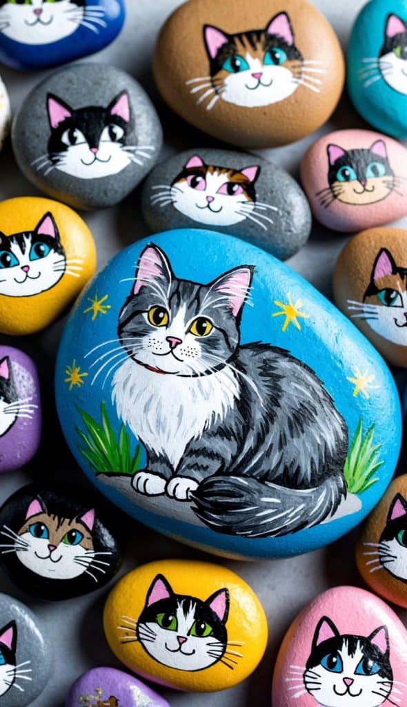 17 Adorable Cat Painted Rock Ideas for Pet Lovers: Purr-fect DIY Decor ...