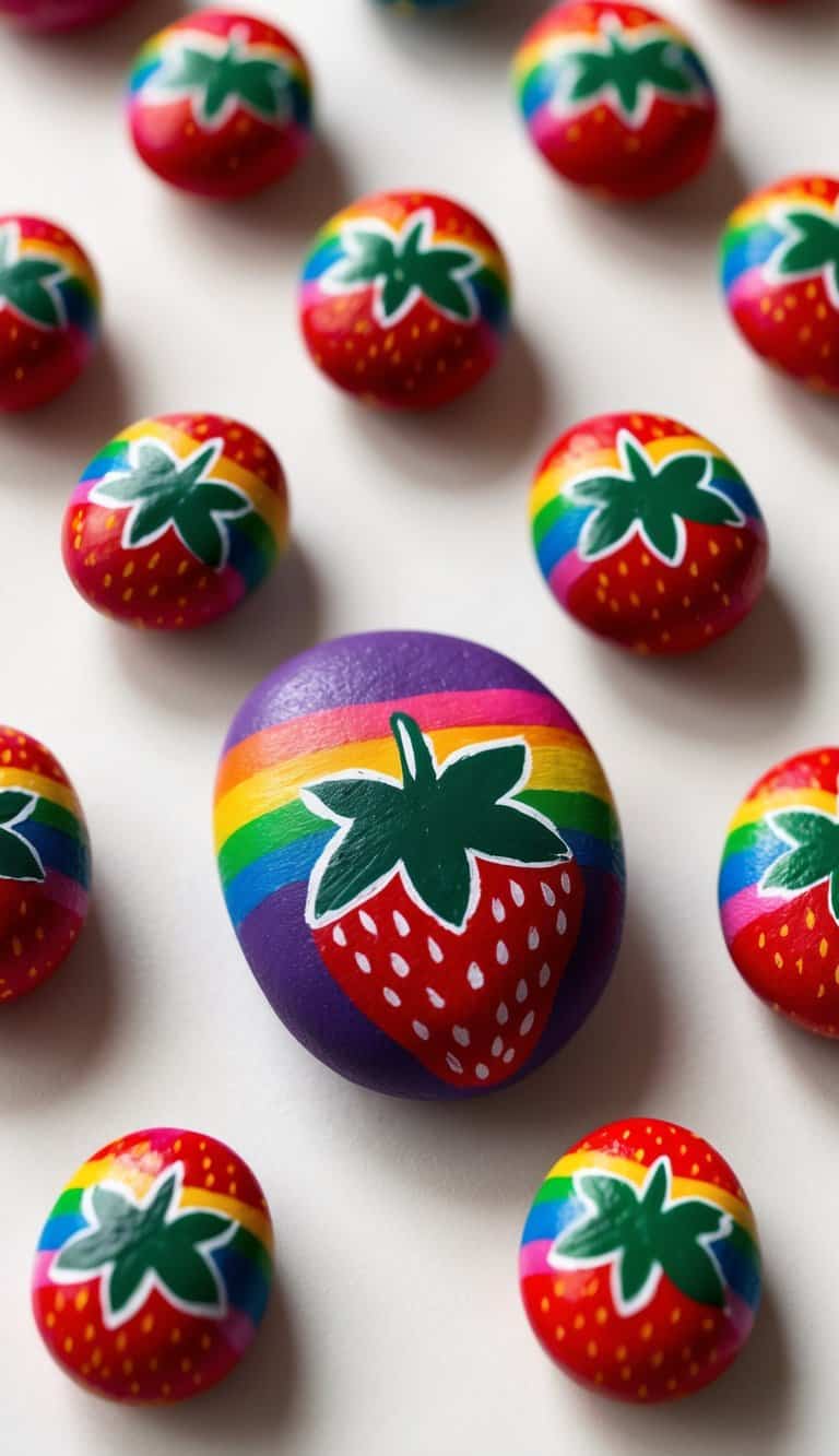 19 Sweet Strawberry Painted Rock Ideas for Summer Crafts: Bright and ...