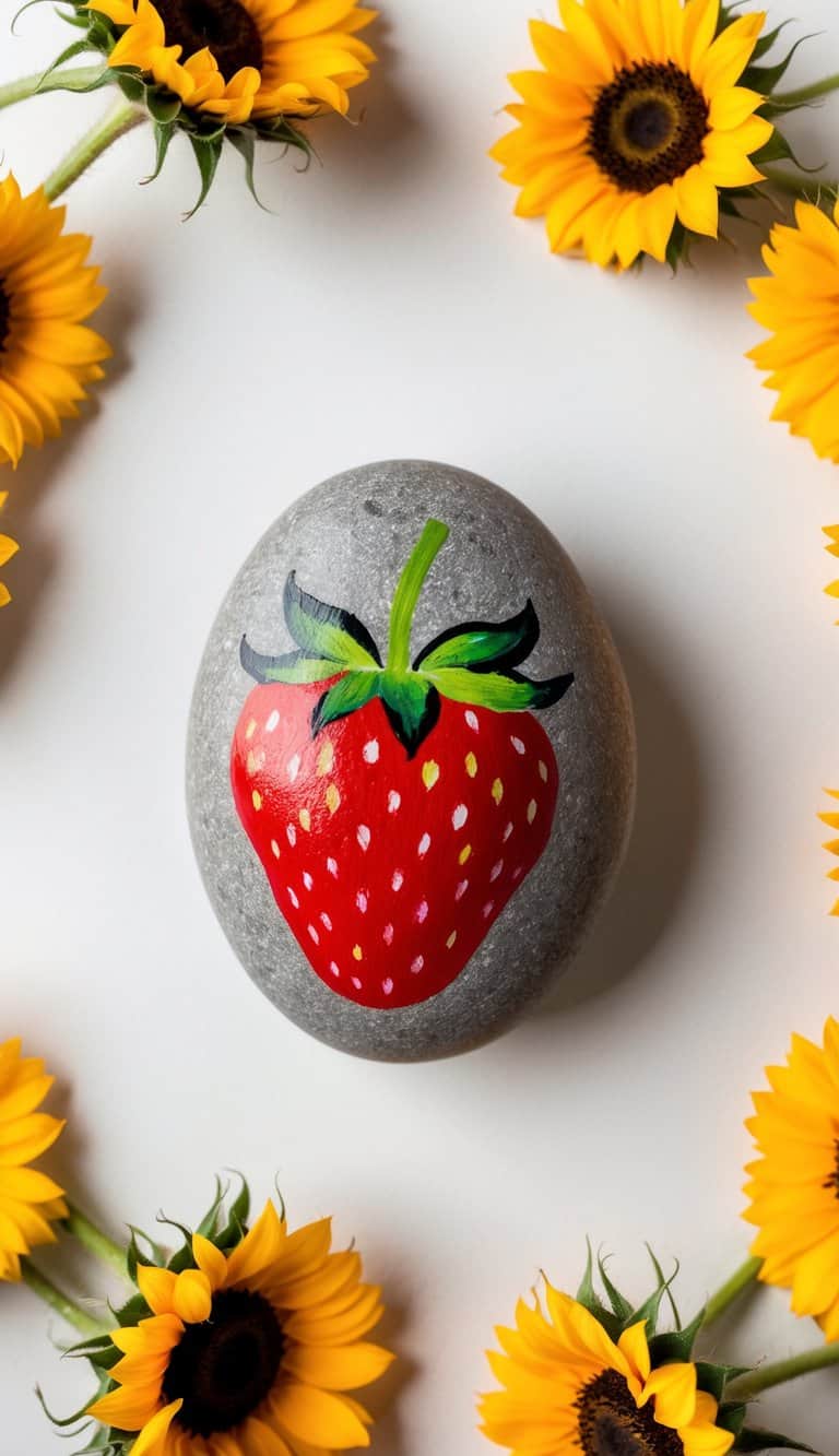19 Sweet Strawberry Painted Rock Ideas for Summer Crafts: Bright and ...