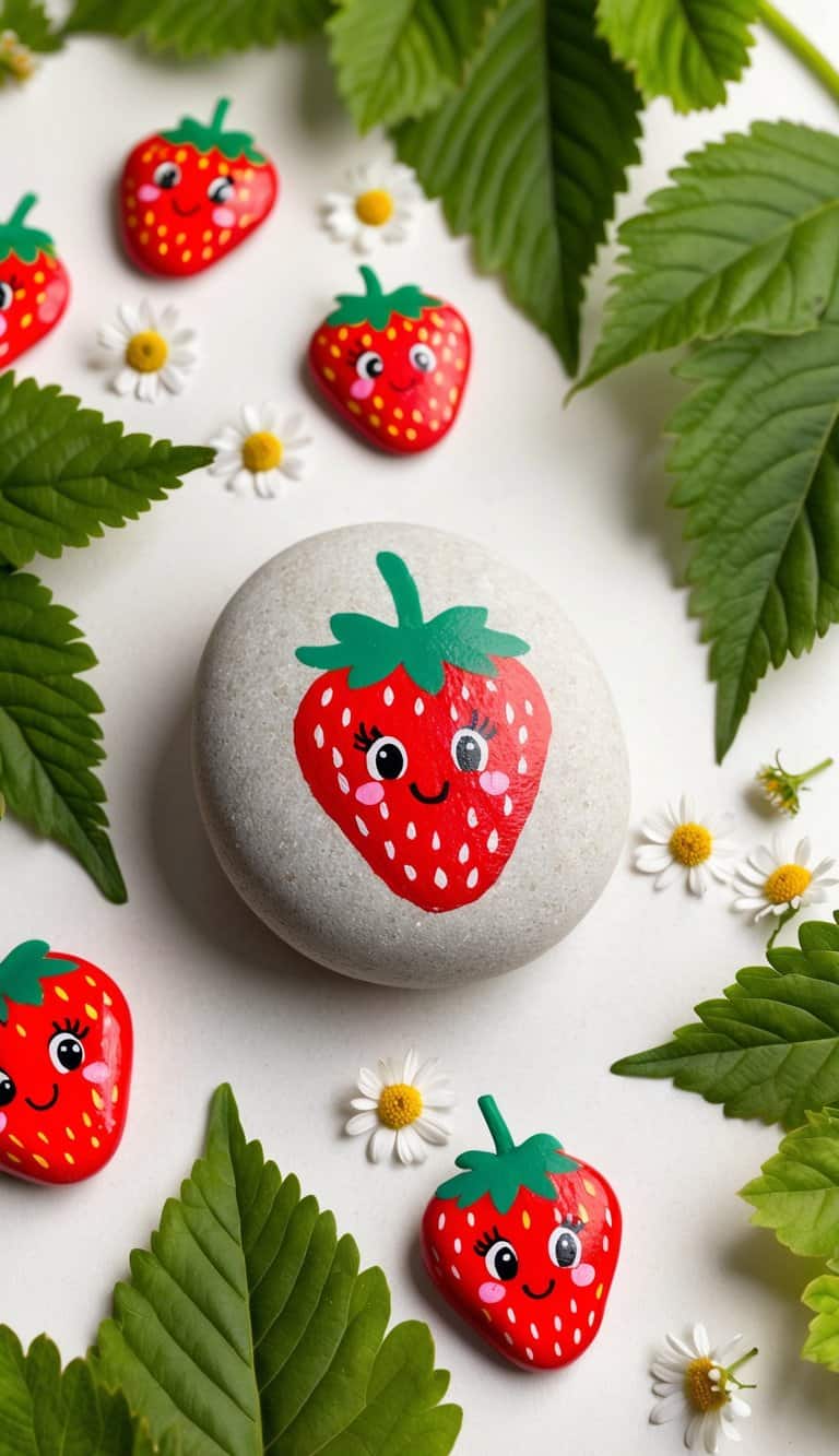 19 Sweet Strawberry Painted Rock Ideas for Summer Crafts: Bright and ...