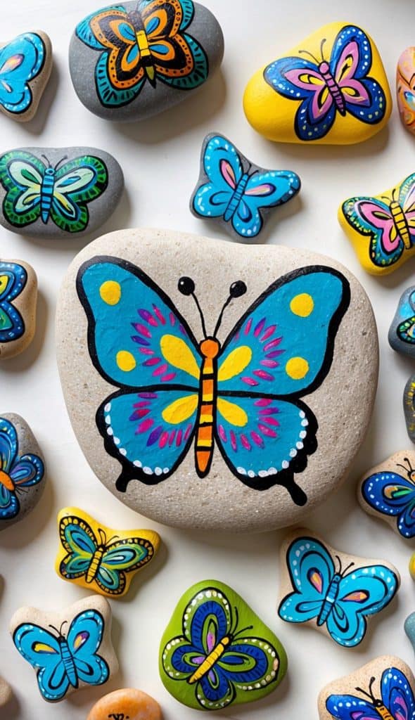 25 Delicate Butterfly Painted Rock Ideas for Creative Crafts: Bring ...