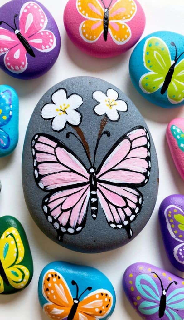25 Delicate Butterfly Painted Rock Ideas for Creative Crafts: Bring ...