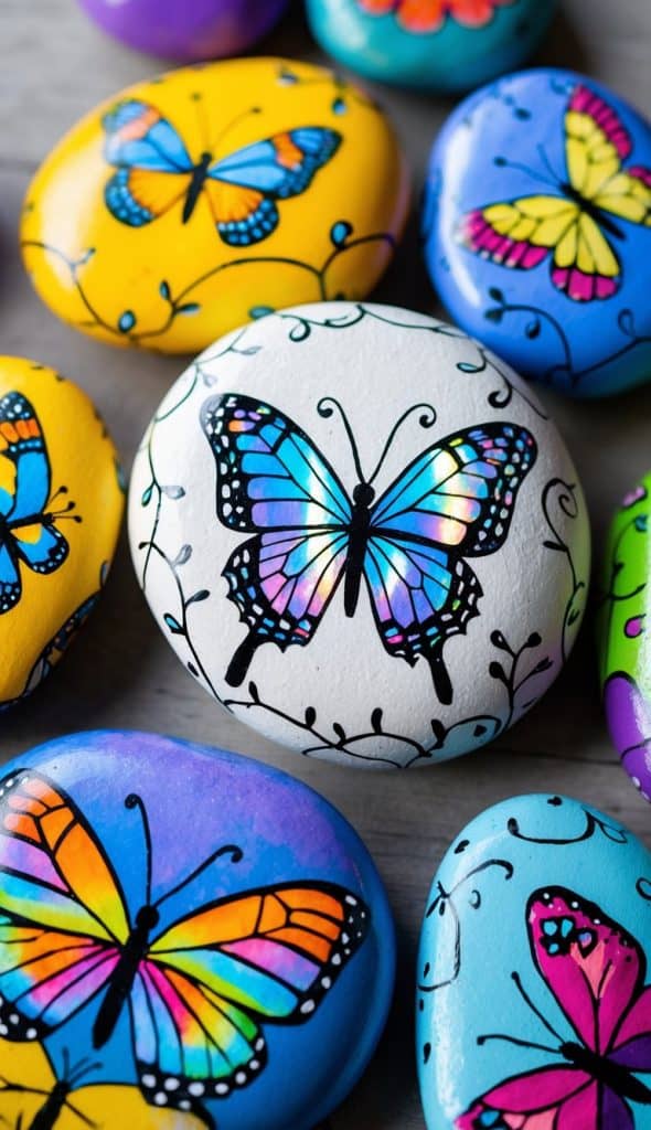 25 Delicate Butterfly Painted Rock Ideas for Creative Crafts: Bring ...