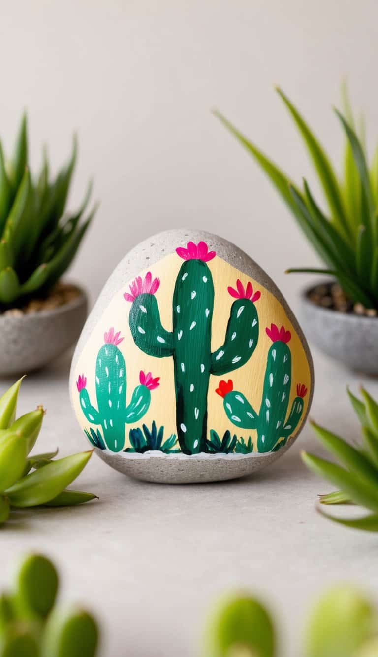 45 Charming Cactus Painted Rock Ideas for Desert-Inspired Decor: Create ...
