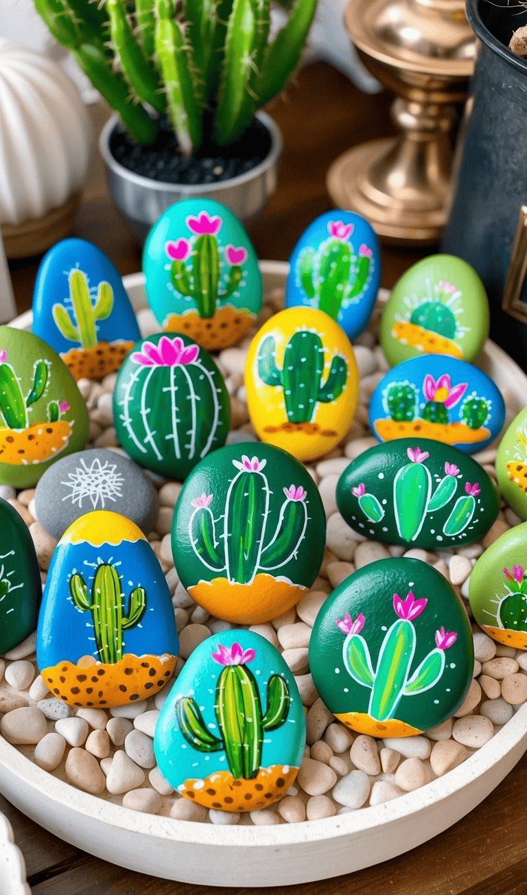 45 Charming Cactus Painted Rock Ideas for Desert-Inspired Decor: Create ...