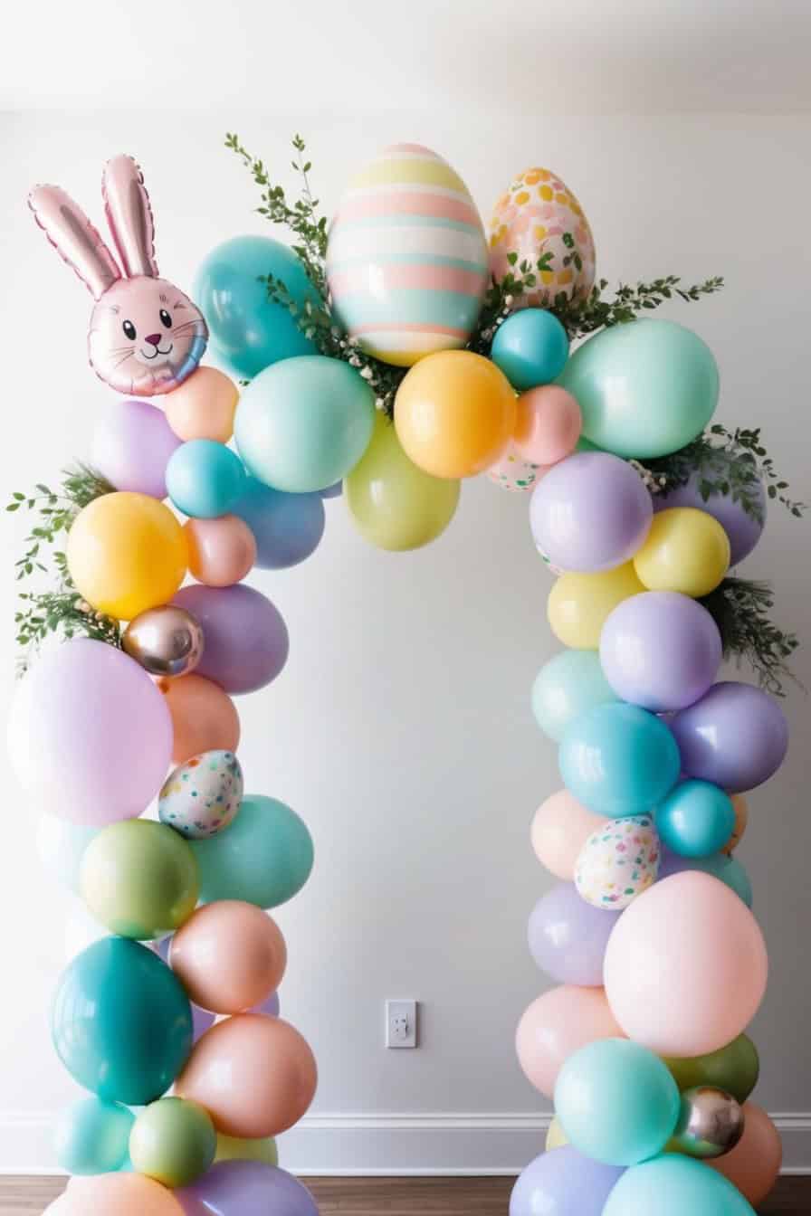 21 Whimsical Easter Balloon Arch Ideas with Bunny and Pastel Egg Themes ...