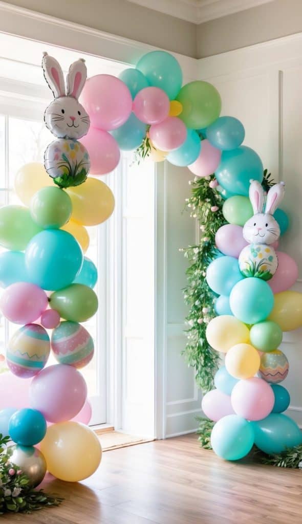 21 Whimsical Easter Balloon Arch Ideas with Bunny and Pastel Egg Themes ...