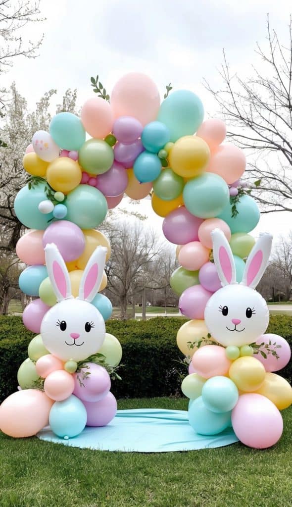 21 Whimsical Easter Balloon Arch Ideas with Bunny and Pastel Egg Themes ...