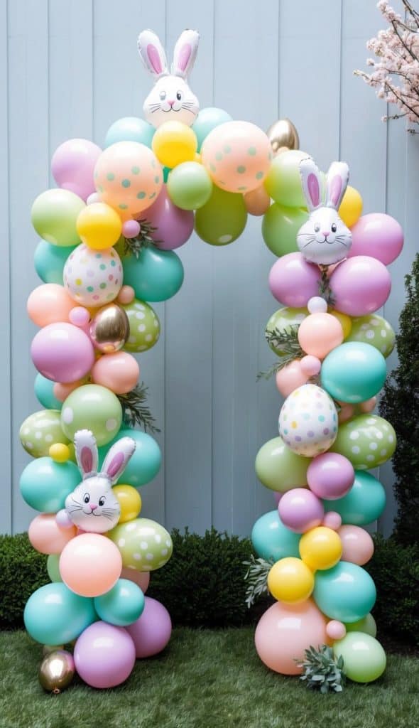 21 Whimsical Easter Balloon Arch Ideas with Bunny and Pastel Egg Themes ...