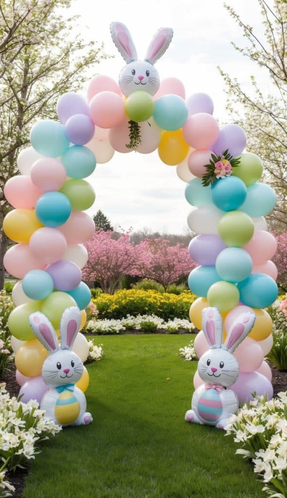 21 Whimsical Easter Balloon Arch Ideas with Bunny and Pastel Egg Themes ...