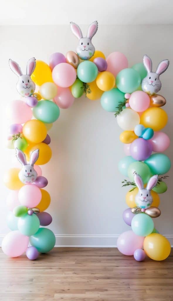 21 Whimsical Easter Balloon Arch Ideas with Bunny and Pastel Egg Themes ...