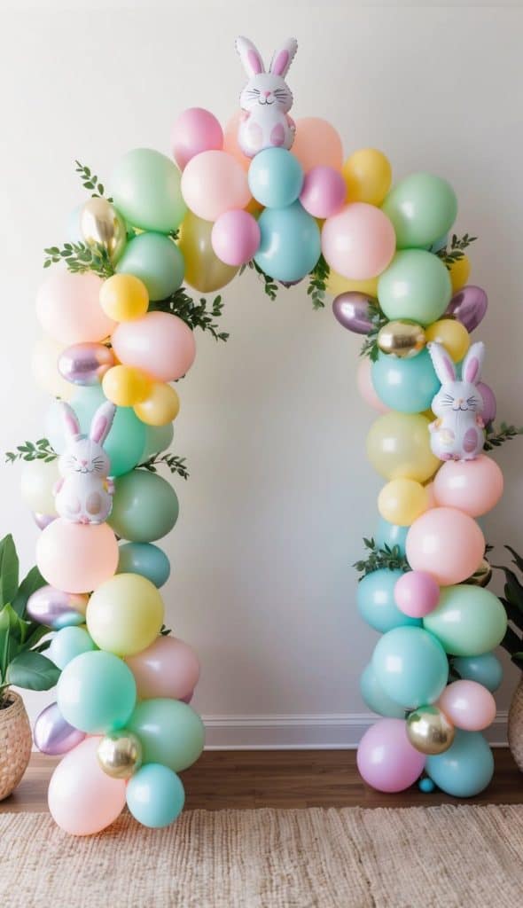 21 Whimsical Easter Balloon Arch Ideas with Bunny and Pastel Egg Themes ...