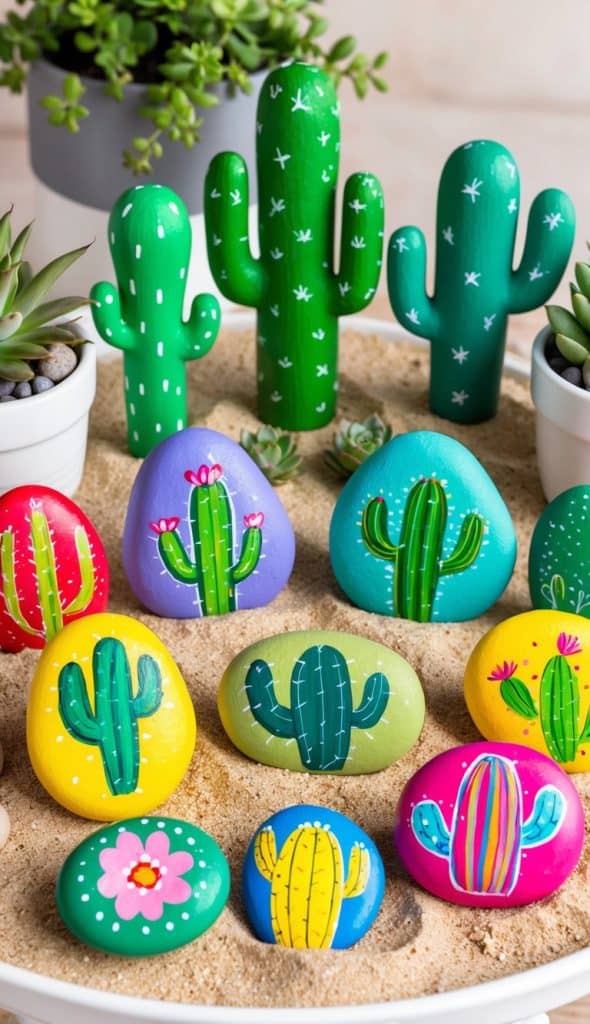 45 Charming Cactus Painted Rock Ideas for Desert-Inspired Decor: Create ...