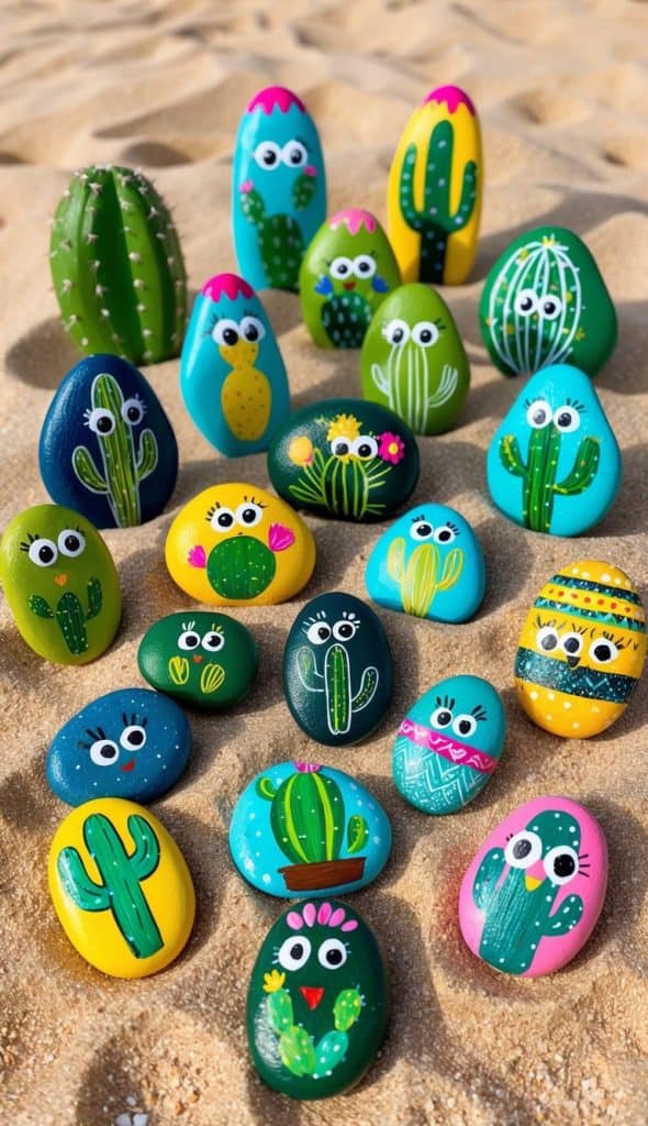 45 Charming Cactus Painted Rock Ideas for Desert-Inspired Decor: Create ...