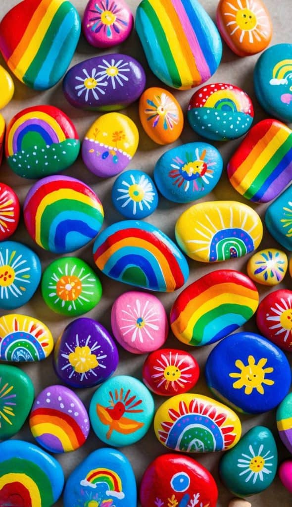 25 Colorful Rainbow Painted Rock Ideas for Cheerful Decor: Brighten ...