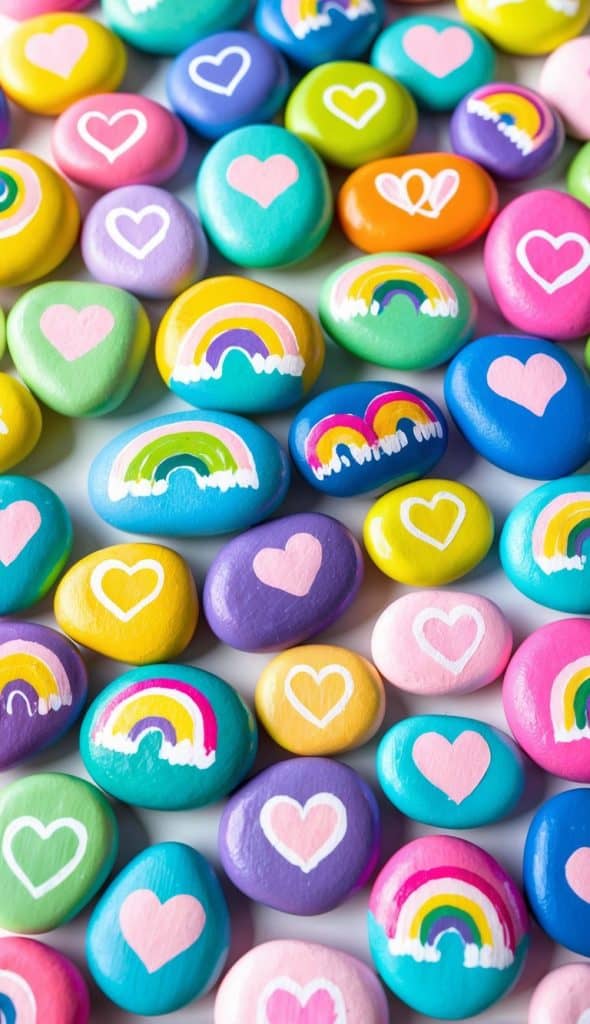 25 Colorful Rainbow Painted Rock Ideas for Cheerful Decor: Brighten ...