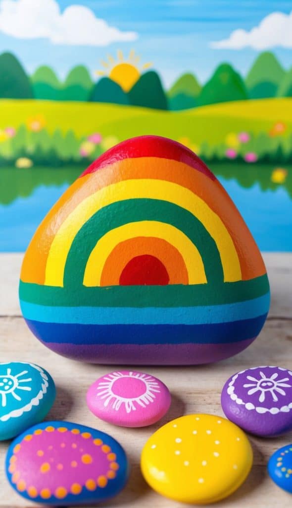 25 Colorful Rainbow Painted Rock Ideas for Cheerful Decor: Brighten ...