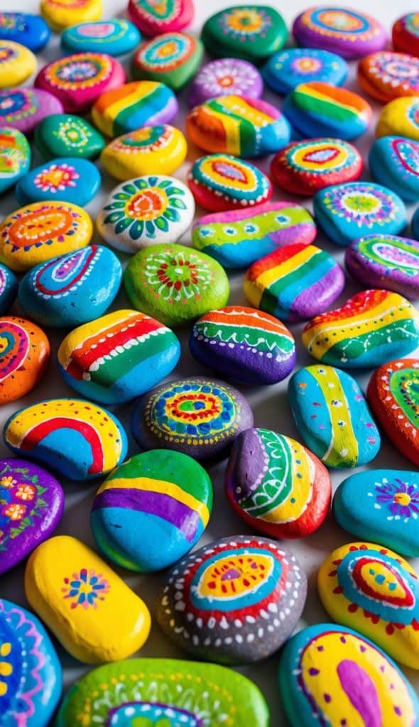 25 Colorful Rainbow Painted Rock Ideas for Cheerful Decor: Brighten ...