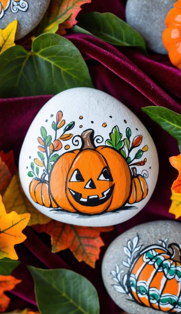 20 Cozy Pumpkin Painted Rock Ideas for Seasonal Decor: Charming Fall ...