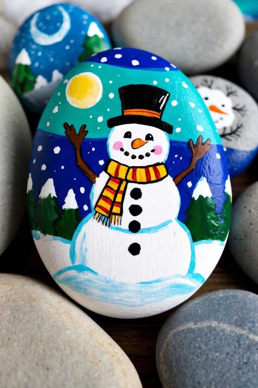 36 Snowman Painted Rock Ideas for Winter Fun: Adorable DIY Designs to ...