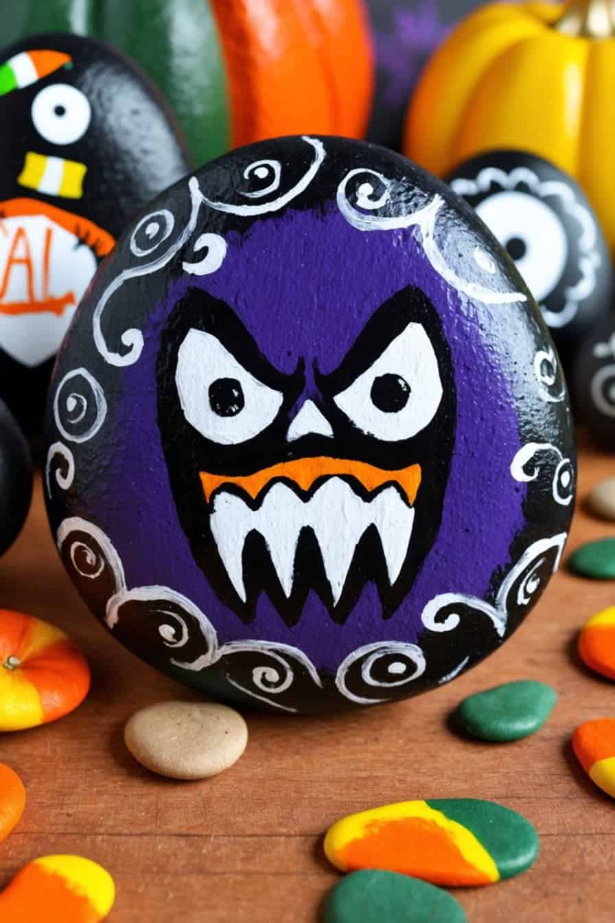 45 Spooky Halloween Painted Rock Ideas for Festive Fall Crafts: Bring ...