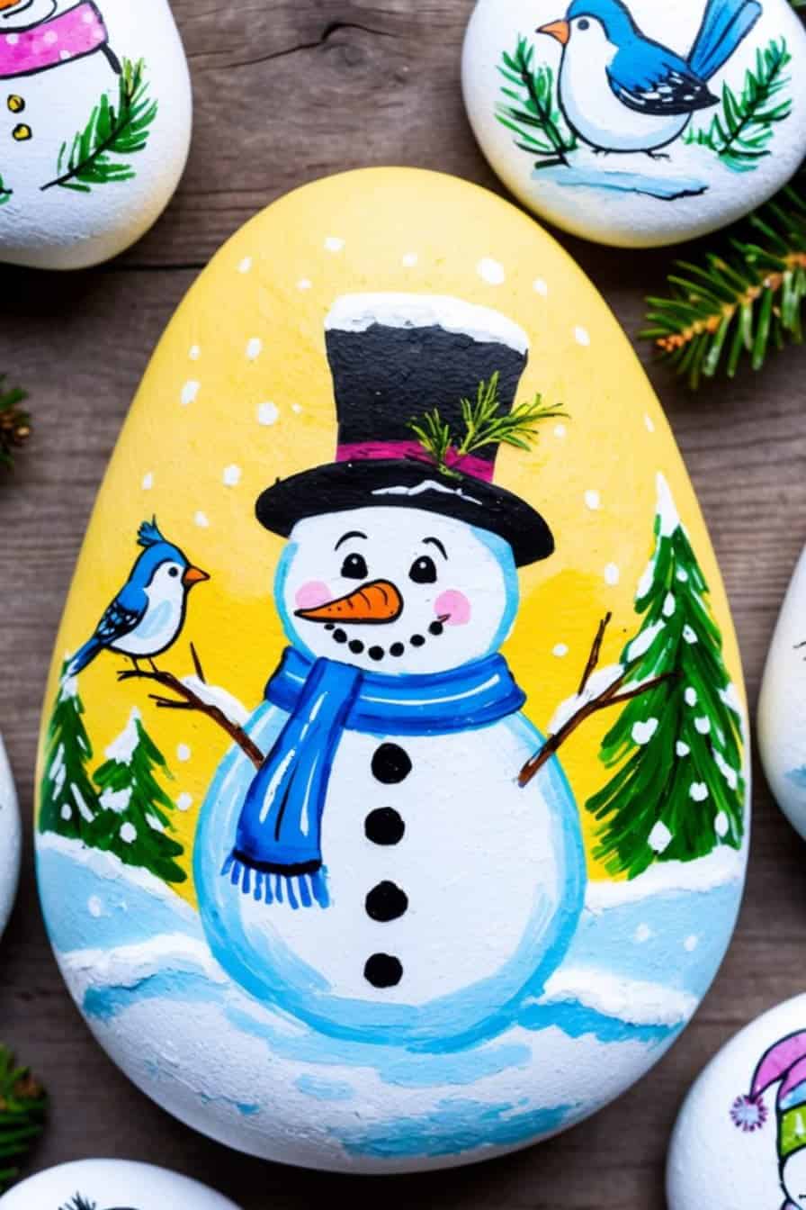 36 Snowman Painted Rock Ideas for Winter Fun: Adorable DIY Designs to ...