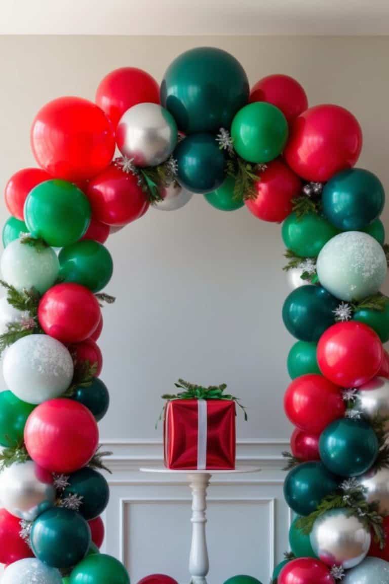 20 Festive Christmas Balloon Arch Ideas with Red, Green, and Snowy ...