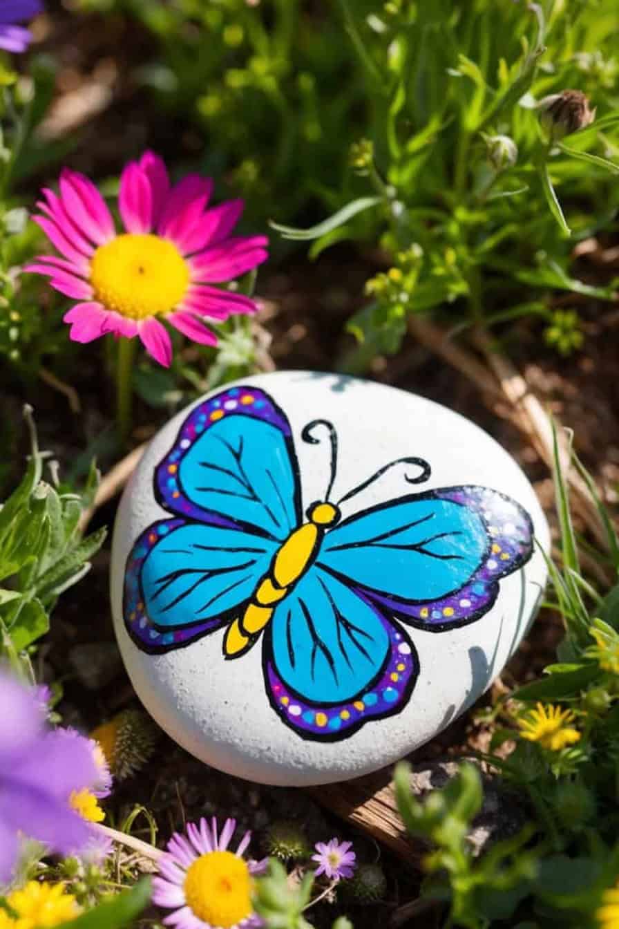 25 Delicate Butterfly Painted Rock Ideas for Creative Crafts: Bring ...