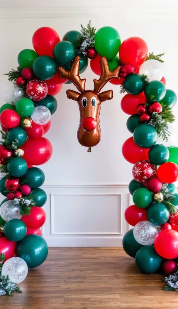 20 Festive Christmas Balloon Arch Ideas with Red, Green, and Snowy ...
