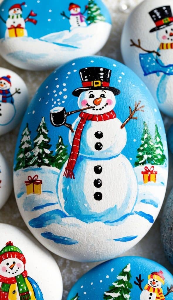 36 Snowman Painted Rock Ideas for Winter Fun: Adorable DIY Designs to ...