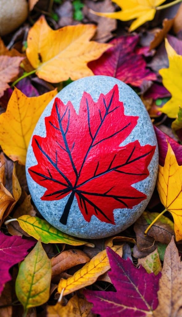 25 Cozy Autumn Leaf Painted Rock Ideas for Fall Decor: Easy DIY Crafts ...
