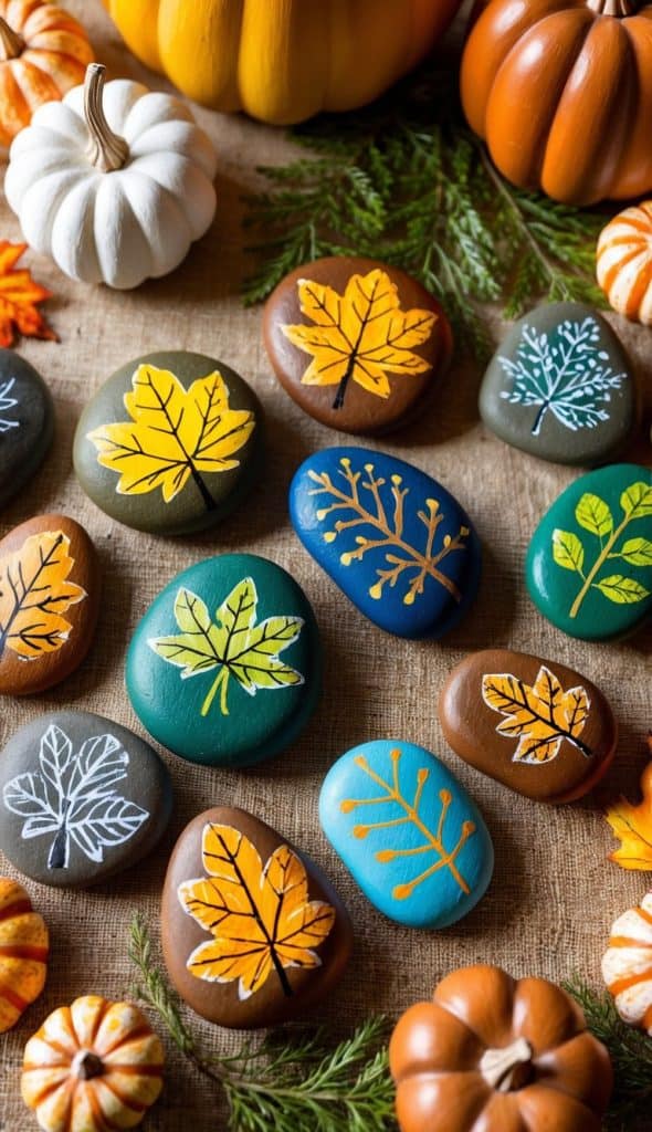 25 Cozy Autumn Leaf Painted Rock Ideas for Fall Decor: Easy DIY Crafts ...