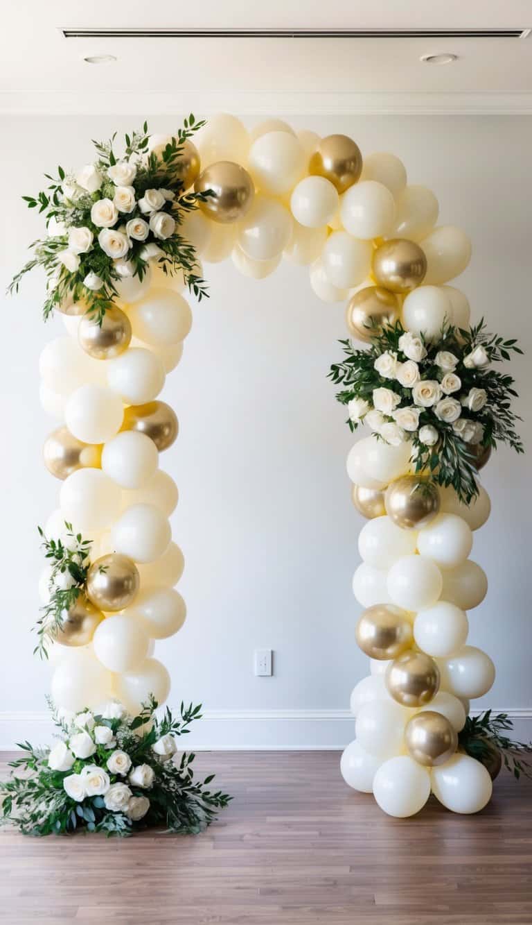 29 Stunning Wedding Balloon Arch Ideas with White, Gold, and Floral ...