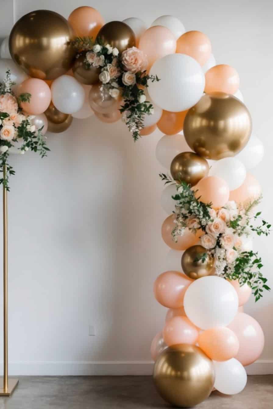 29 Stunning Wedding Balloon Arch Ideas with White, Gold, and Floral ...