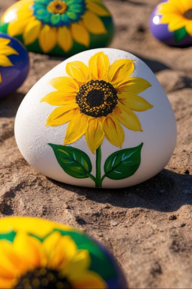 50 Beautiful Flower Painted Rock Ideas for Creative Crafts: Blooming ...