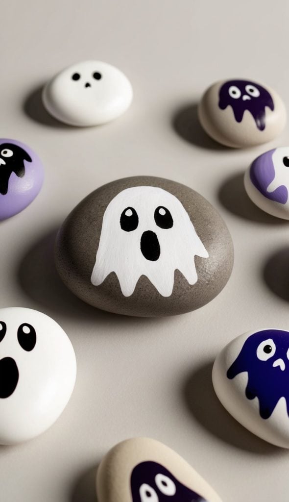 56 Cute Ghost Painted Rock Ideas for Easy Halloween Fun