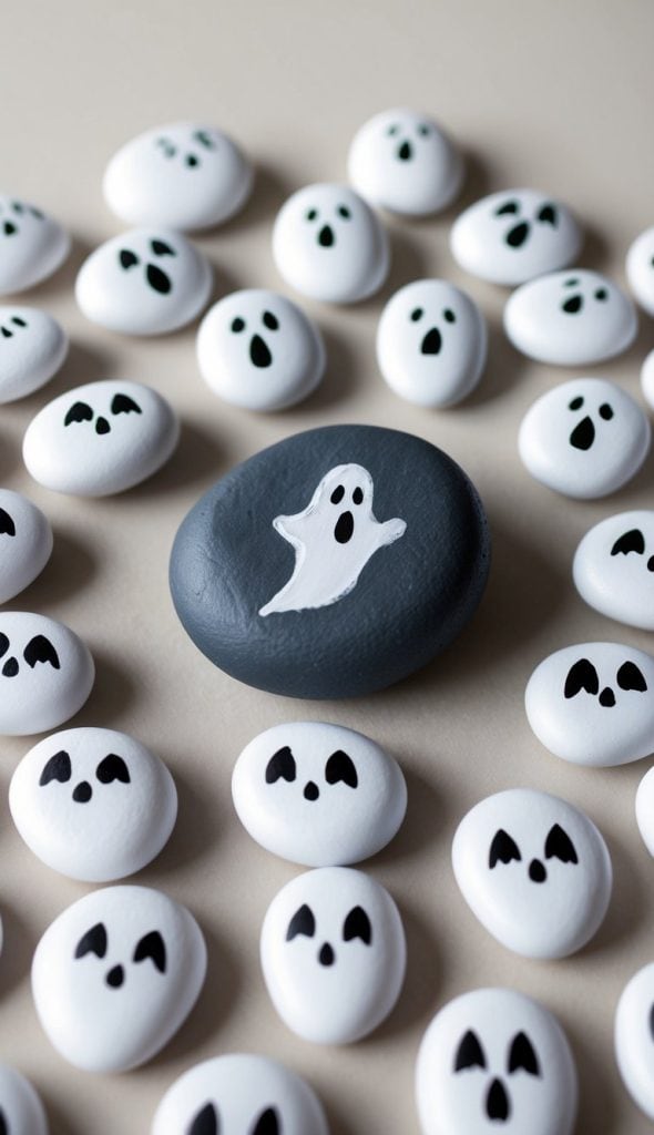 56 Cute Ghost Painted Rock Ideas for Easy Halloween Fun