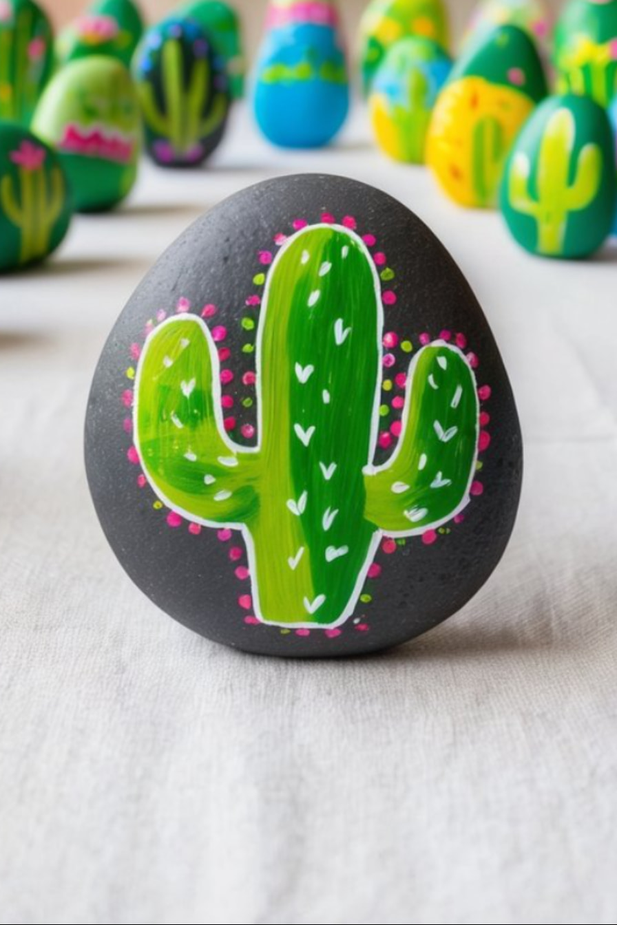 45 Charming Cactus Painted Rock Ideas for Desert-Inspired Decor: Create ...