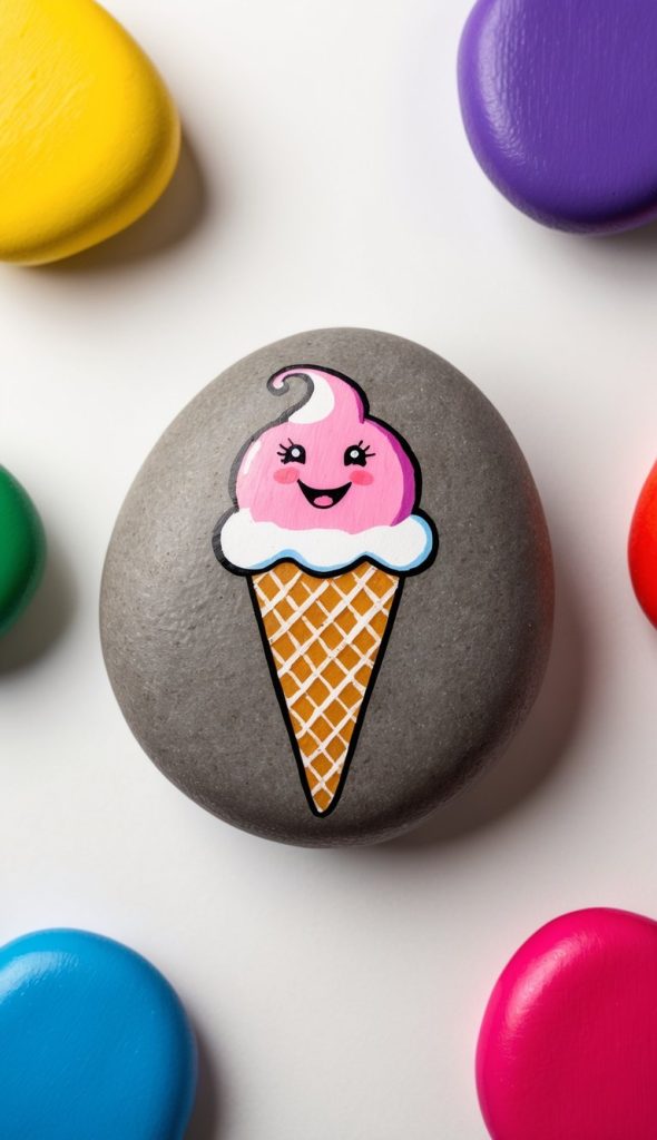 25 Ice Cream Painted Rock Ideas: Sweet Summer Crafts to Brighten Your ...