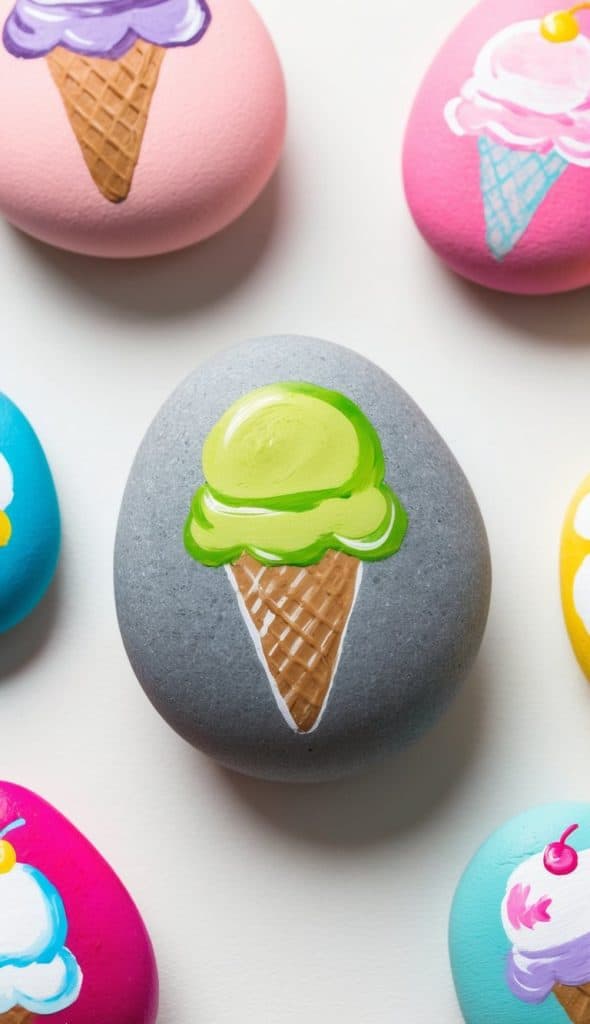 25 Ice Cream Painted Rock Ideas: Sweet Summer Crafts to Brighten Your ...